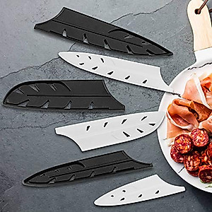 XYJ Knife Sheath Set of 12 Knife Edge Guards Blade Protector Knife Cover for Stainless Steel Paring Santoku Utility Slicing Chef Knife Plastic Knife Case Black White