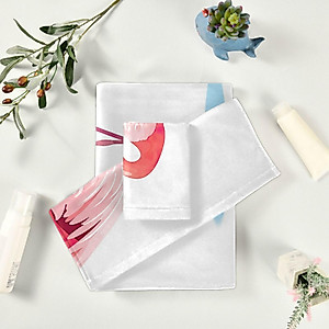 Flradish Pink Flamingo Towels 3 Pack Bath Towels for Bathroom Set Soft Cotton Highly Absorbent Lightweight & Quickdry Towel Set 1 Bath Towel,1 Hand Towel,1 Washclothe