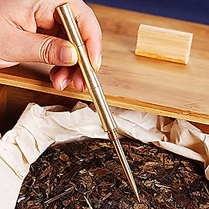haowei 1Pcs Pure copper Puer Puerh Tea Knife Needle Professional Ice Pick Tea Cake Pick Tool for Breaking Prying Brick for Kitchen Bars Bartender Picnics Camping