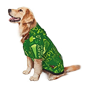 Large Dog Hoodie St.Patrick's-Day-Green Pet Clothes Sweater with Hat Soft Cat Outfit Coat Small