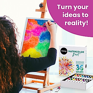 Chalkola Watercolor Paint Set for Adults, Kids, Beginner & Professional Artists - 36 Watercolor Tubes Set (12ml, 0.4oz), 10 Painting Brushes & 1 Palette | Vibrant Water Color Art Painting Supplies