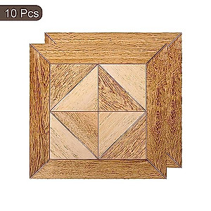 uxcell Peel and Stick Floor Wall Tiles Sticker, 10Pcs 8"x8" Self-Adhesive Wood Grain Floor Stickers Matte Frosted Flooring Tiles for Kitchen Bathroom and Home Decor, Beige