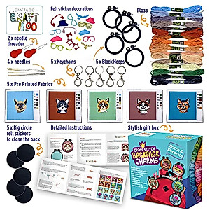 Cats 5 Stamped Cross Stitch Kits for Kids.Needlepoint Kits for Beginners. Embroidery Kit for Kids. Crossstitch Kit for Beginners and Girls (Cats)