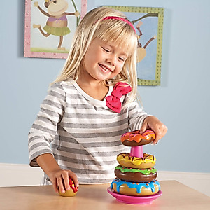 Learning Resources Smart Snacks Stack 'em Up Doughnuts - 7 Pieces, Ages 18+ months Fine Motor Skills Toys, Toddler Counting Toys, Donut Toys, Educational Toys for Kids