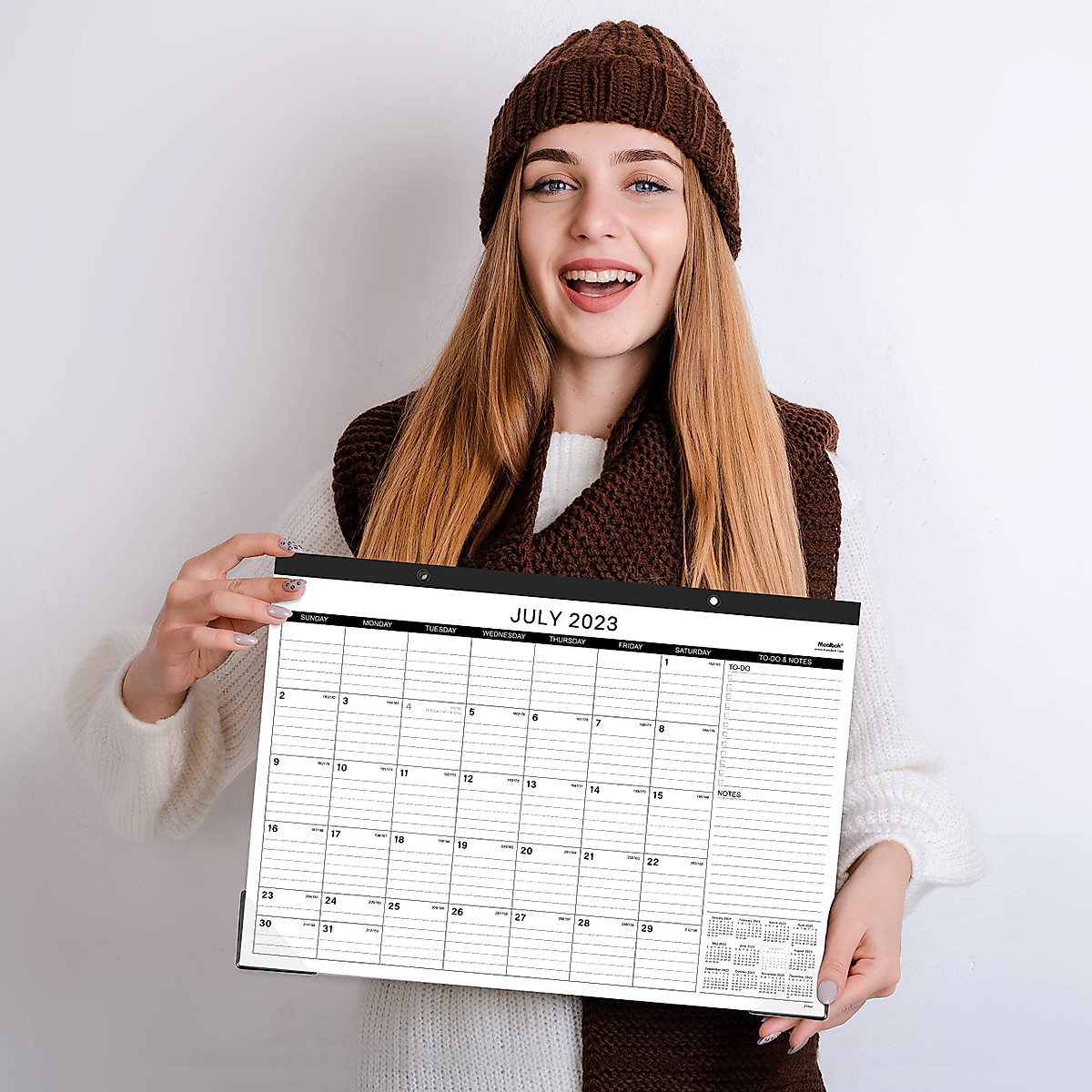 Desk Calendar 2023-2024 - Large Desk Calendar 2023-2024, Jan 2023 - Jun 2024, 17" x 12", Large Ruled Blocks, Desk Calendar with Tear Off Design, 2 Corner Protectors & 2 Hanging Hooks