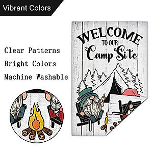 Louise Maelys Camping Camper Gnome Garden Flag for Campsite Vertical 12x18 Double Sided, Welcome to Our Camp Site Small Camping Flags Outdoor Fire Pit Camper Camping Campsite Decoration (ONLY FLAG)