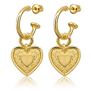 18k Gold Heart Earrings 925 Silver Needles, Lightweight Thick Open Mouth Hoop | Women's Gold Hoop Earrings