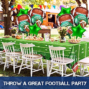 Ceenna 14 Pcs Football Party Decorations with 10 Football Balloons Foil Football Field Balloons 4 Disposable Football Tablecloth 51''x86'' Plastic Touchdown Table Cover for Tailgate Game Day Birthday