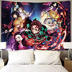 Demon Slayer-Anime-Tapestry-Poster, A Large Mural Scroll Suitable For Living Room, Bedroom And Birthday Parties, As A Gift To Relatives And Friends (60"X80"in, Fuchsia)