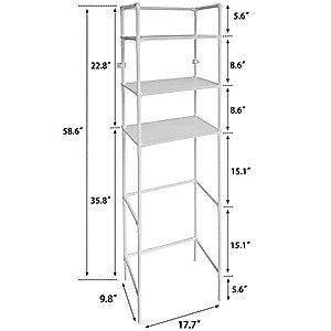 SEMOFO Over The Toilet Storage Organizer,3-Tier Bathroom Storage Shelves Rack with Metal Frame Above Toilet Bathroom Storage Rack Shelf Free Standing Bathroom Organizer