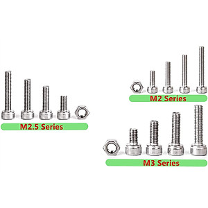 Guard4U 480Pcs Metric M2 M2.5 M3 304 Stainless Steel Hex Socket Head Cap Screws Nuts Assortment Kit