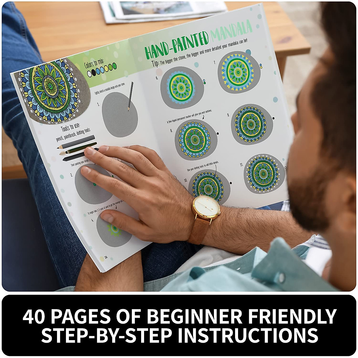 SpiceBox Rock Painting Kit for Adults and Teens, DIY Arts and Crafts Creative Activities, Make Your Own Painted Rocks, Multi Colors, (13459)