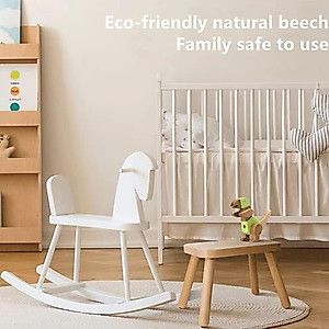 KVIPY Wood Stool Step, Solid Hard Seat Stool with Non-Slip Feet, 10 Inch Doorway Shoe Changing Stool for Bathroom, Living Room, Bedroom, Laundry Room, Garden