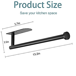 Paper Towel Holder, Self Adhesive or Screw Mounting, Black Paper Towel Holder Wall Mount, SUS304 Stainless Steel Paper Towel Holder Under Cabinet for Kitchen, Counter, Cabinet, Bathroom