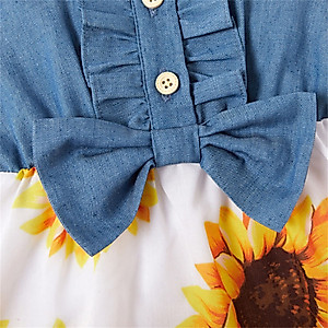 PATPAT Newborn Baby Girl Dress Baby Clothes Sunflower Print Dress Infant Outfit Baby Girl Clothes 3-6 Months