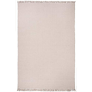 SAFAVIEH Montauk Collection Area Rug - 6' x 9', Ivory & Grey, Handmade Flat Weave Boho Farmhouse Cotton Tassel Fringe, Ideal for High Traffic Areas in Living Room, Bedroom (MTK340A)