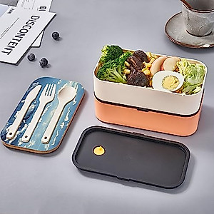 Blue Sky And White Clouds Adult Lunch Box, Bento Box, With Cutlery Set Of 3, 2 Compartments, Rectangular, Lunch Box For Adults
