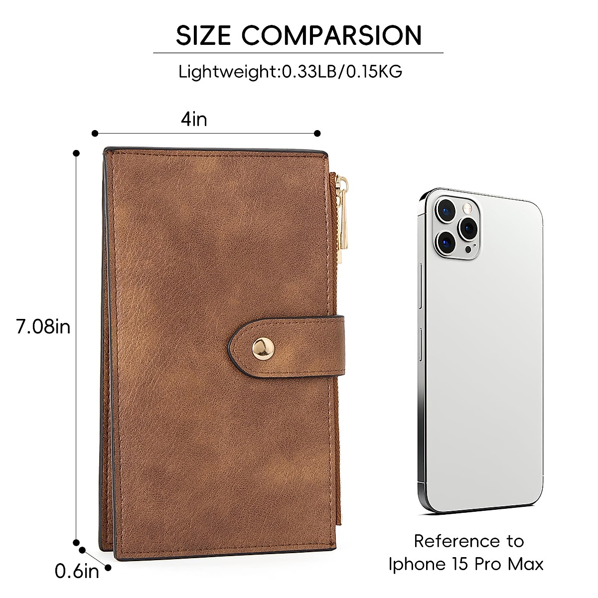 CLUCI Women's Wallet Leather Slim Wallet for Women RFID Blocking with Multi Credit Card Holder Zipper Pocket