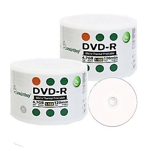 Smartbuy 4.7gb/120min 16x DVD-R White Thermal Hub Printable Blank Recordable Media Disc (100-Disc)