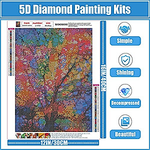 MOOMOH 5D Diamond Painting Kits for Adults - Diamond Art Kits for Adults Kids Beginner,DIY Tree of Life Full Drill Paintings with Diamonds Gem Art for Adults Home Wall Decor Gifts 11.8x15.7inch