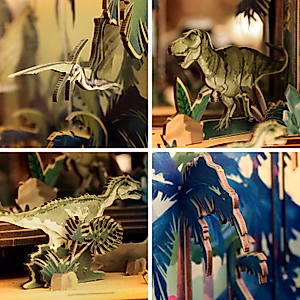 DESMOND 3D Book Nook kit, Forest World Epic Dragons DIY Miniature Dollhouse Kit Bookshelf Insert Personalized Assembled Bookends Wooden Puzzle Miniature Kit