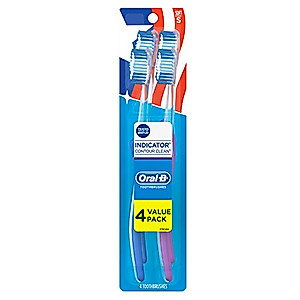 Oral-B Indicator Contour Clean Soft Toothbrush, 4 Count