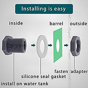 Horiznext NPT3/4 PVC Bulkhead Fitting, Plastic Pipe Connector for rain Barrel Garden Hose Adapter Spigot kit Water Tank Gallon Drain Bucket (pack of 4 pcs)