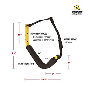 Suspenz Kayak Storage Rack, 2-Boat EZ Rack for Kayak, Canoe, SUP (T-Base/1 Box) Indoor/Outdoor Kayak Hangers Hooks, Yellow, 48" x 24" (12-9902)