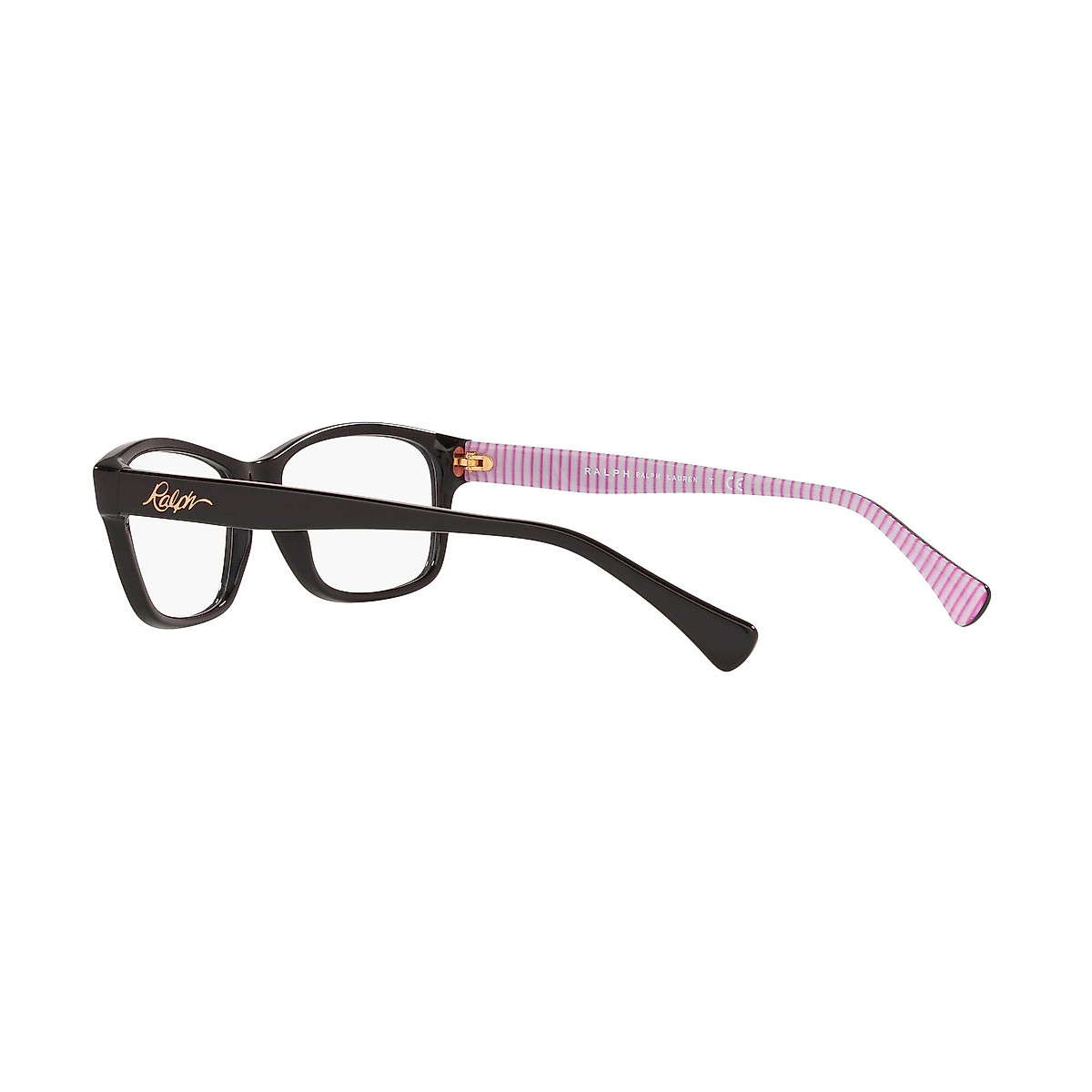 Ralph by Ralph Lauren Women's RA7108 Rectangular Prescription Eyewear Frames, Shiny Black Glitter/Demo Lens, 52 mm