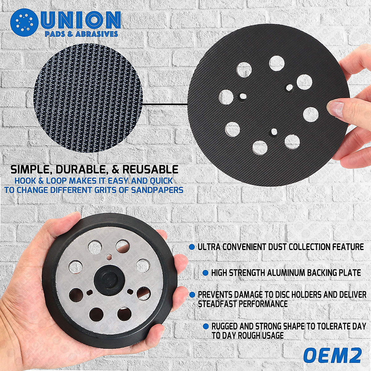 Union Pads and Abrasives OEM2 Replacement Sander Hook and Loop Orbital Sander Pad for 743081-8, 743051-7 Hitachi 324-209 Fits BO5010, BO5030/K, BO5031K, BO5041K, SV13YA, SV13YB, XOB01Z Sander