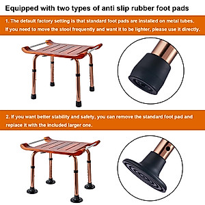 Teak Shower Bench Stool Chair Seat with Handles, Shower Benches Stool Chair Seat for Inside Shower, Height Adjustable Waterproof for Adults Elderly