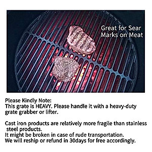 BBQSTAR 18-inch Round Matte Cast-Iron Grill Cooking Grate for Large Big Green Egg, Kamado Joe Classic Joe And Other 18-Inch Kamado Charcoal Grills