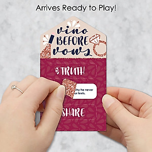 Big Dot of Happiness Vino Before Vows - Winery Bridal Shower or Bachelorette Party Game Pickle Cards - Truth, Dare, Share Pull Tabs - Set of 12