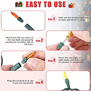 Mudder 50 Pcs Replacement Mini Light Bulbs Christmas Tree 2.5 V Incandescent String Light Bulbs Glass Lights with Base Indoor Outdoor Xmas Decor, 0.17 Ampere, 0.425 Watt (Blue,Red,Orange,Green,Yellow)