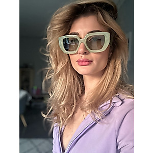 FEISEDY Oversized Square Sunglasses for Women Men Thick Frame Shades B4074