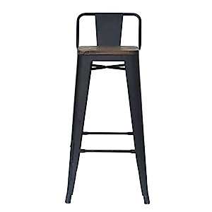 ZHENGHAO 30 Inch Bar Stools Set of 4, Metal Counter Height Stools with Low Back Industrial Stackable Bar Chairs Indoor for Kitchen/Dining/Patio, Matte Black