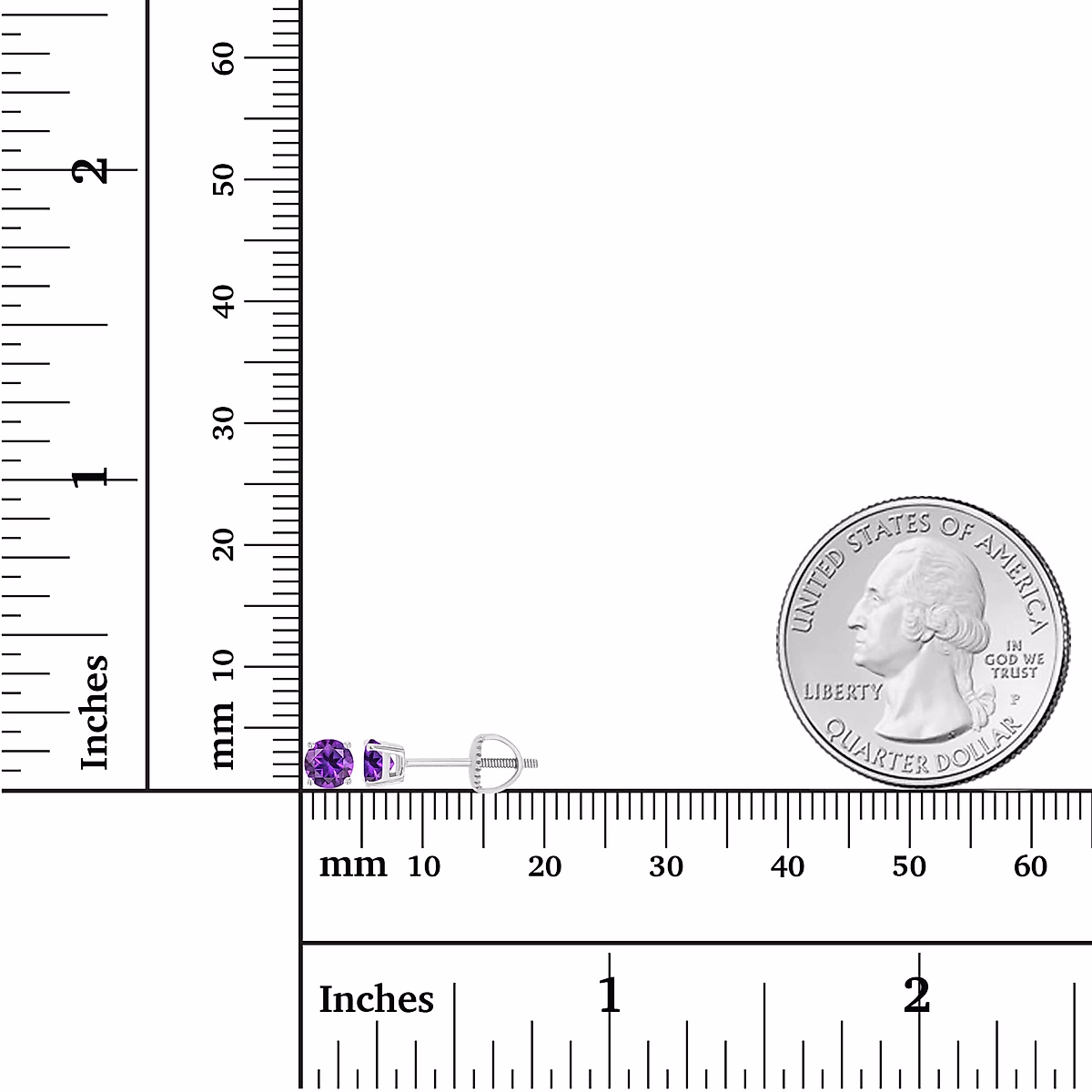 925 Sterling Silver 4mm Round Natural Purple Amethyst February Birthstone Screwback Stud Earrings For Women