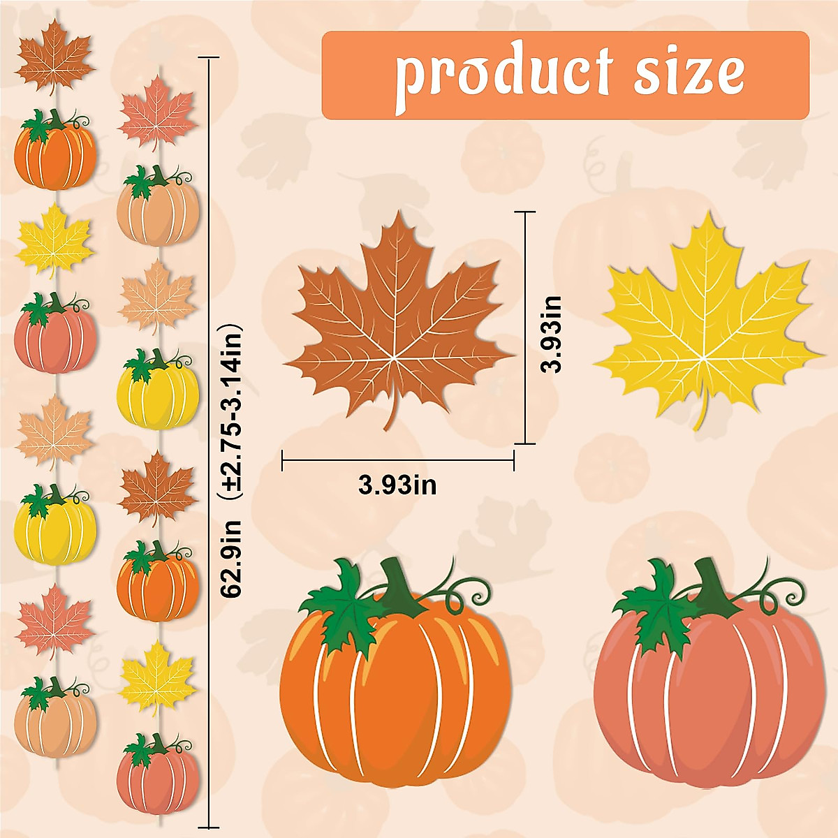 8 pack Fall Pumpkin Maple Leaf Hanging Banners,Little Pumpkin Baby Shower Decorations Fall Birthday Party Hanging Swirls,Autumn Thanksgiving Hanging Decorations for Classroom Home Party Supplies