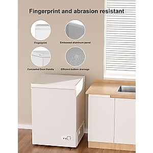 Bodacious Ultra Quiet Deep Freezer - 5.0 Cu Ft Compact Chest Freezer with Fast Freeze Performance, Low Power Consumption, Ideal for Home, Restaurant, and Small Shops