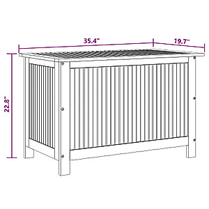 vidaXL Outdoor Storage Box, [Load Capacity Gallon] Deck Box with Lid, Storage Chest with Water-Resistant Bag Inside, 35.4''x19.7''x22.8'', Solid Acacia Wood