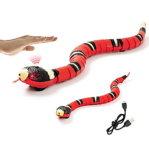 AMCHSURI Electric Snake Toy, Smart Sensing Snake Cat Toy with USB Rechargeable Snake Toy for Cats Snake Toy That Moves Snake Toy for Cat 40cm