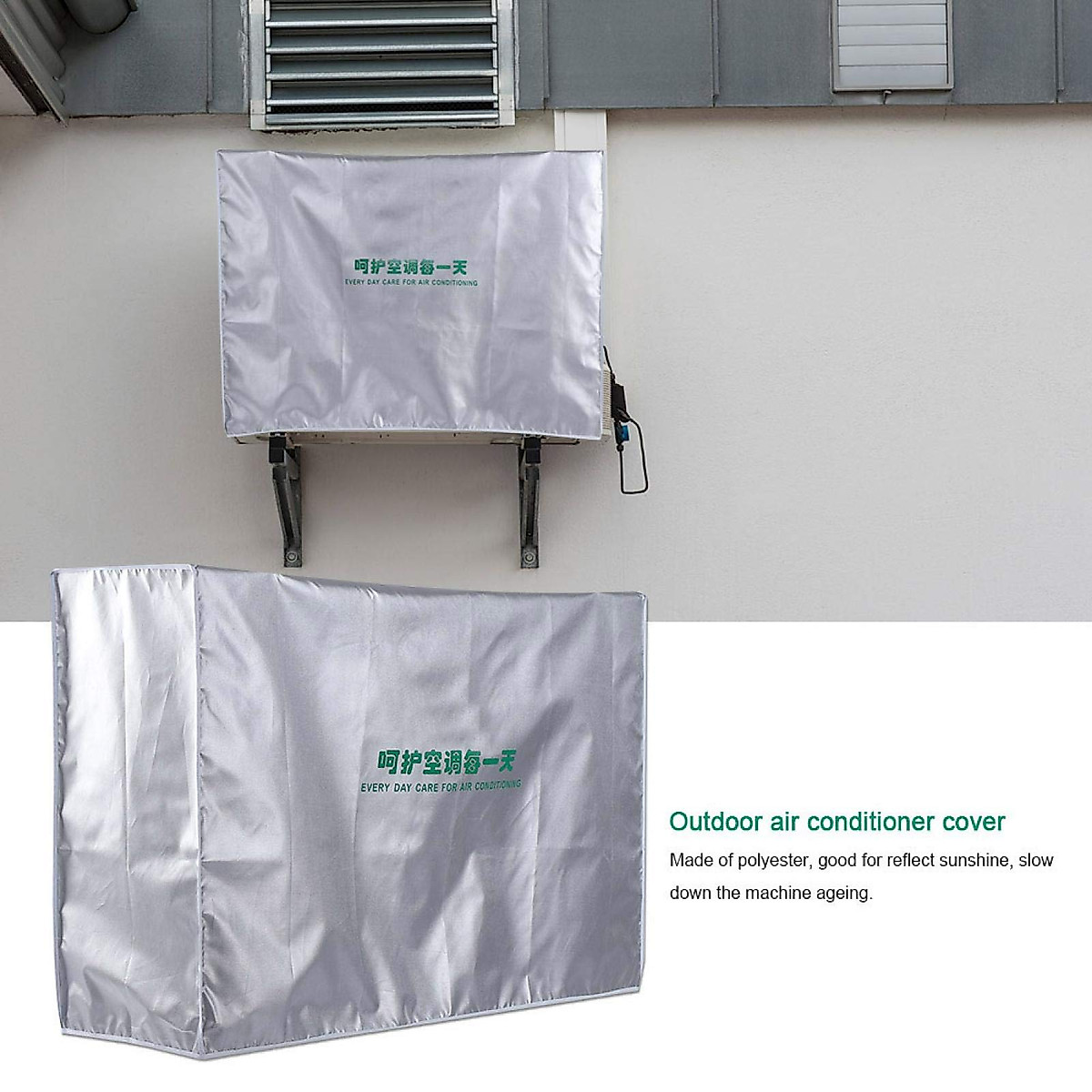 Marvellous Air Conditioner Cover for Outside,Polyester Outdoor Air Conditioner Cover Waterproof Sunproof for Home All Weather Winter Air Conditioner Cover Silver (36.22 x 13.78 x 27.17 inch)
