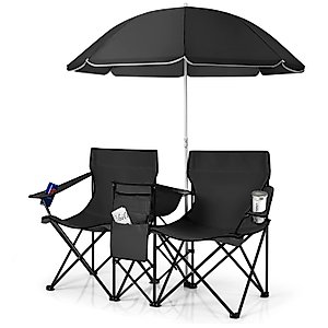 Double Portable Picnic Chairs, Black