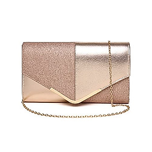 MUDUO Sequined PU Clutch Purse for Women Evening Bag Party Clutches Wedding Purses Cocktail Prom Handbags (Champagne Pink)