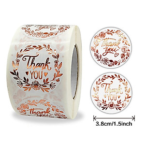 Kinteshun Thank You Sticker,Thank You Olive Branch Gold Stamping Self-Adhesive Label Decal Envelope Seal Baking Paster Sticker for Gift Packing Decoration(500pcs,1.5")