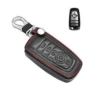 MECHCOS Compatible with Ford Bronco Edge Escape Expedition Explorer F-150 F-150 Lightning F-250 F-350 Super Duty Mustang Lincoln Nautilus Navigator Aviator Leather Key Fob Cover Case Protector Shell