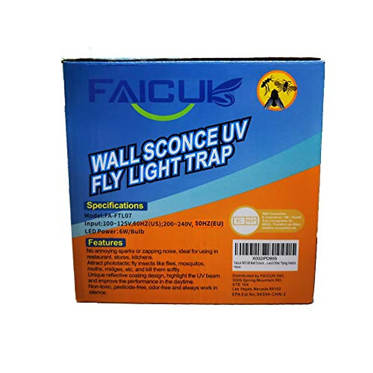 Faicuk Wall Sconce Fly Light Trap for Capturing Flies, Moths, Gnats, Mosquitos and Other Flying Insects-12"x6.1"x5.98"