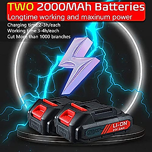 Rokrou Electric Pruning Shears For Gardening Cordless Tree Pruner 1.57" (40mm) Cutting Diameter With 2 Pack 21V Rechargeable Battery & Replacement Blade Set Red