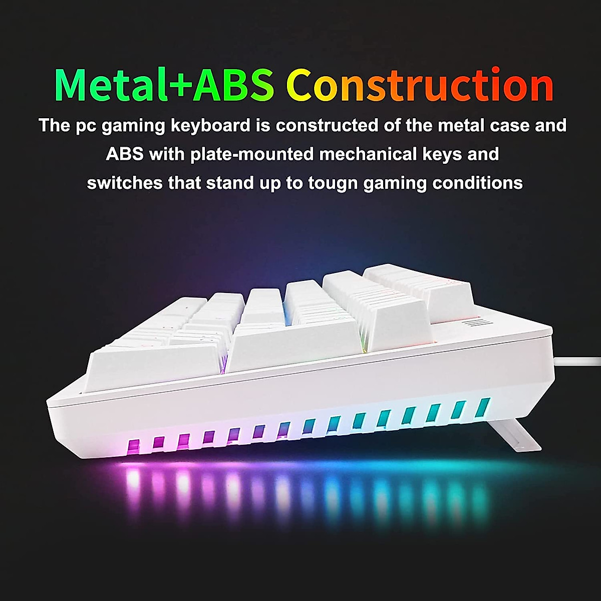 Mechanical Gaming Keyboard, E-YOOSO K-682 Rainbow LED Backlit and RGB Side Light 104 Key, High-Speed USB Data Cable-Suitable for Games and Office