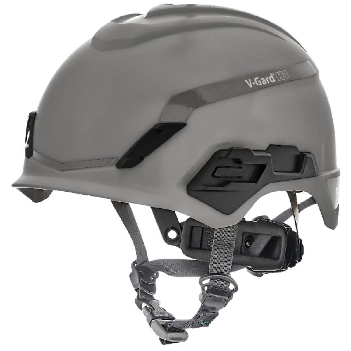 MSA 10204347 H1 V-Gard Helmet with Fas-Trac III Ratchet Suspension | Polyethylene Shell, Superior Impact Protection, Self Adjusting Crown Straps - Standard Size in Gray